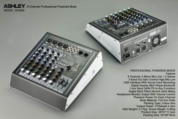 POWER MIXER 6 CHANNEL ASHLEY M-6000/M6000 PROFESSIONAL POWER MIXER ...