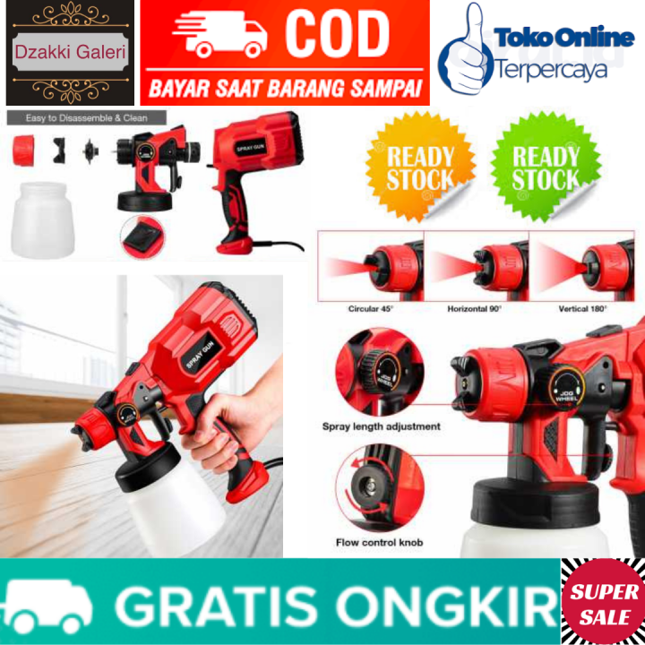 Pistol Semprot Cat Dinding Spray Gun 1.8mm 800ml 550W / Pistol Semprot ...
