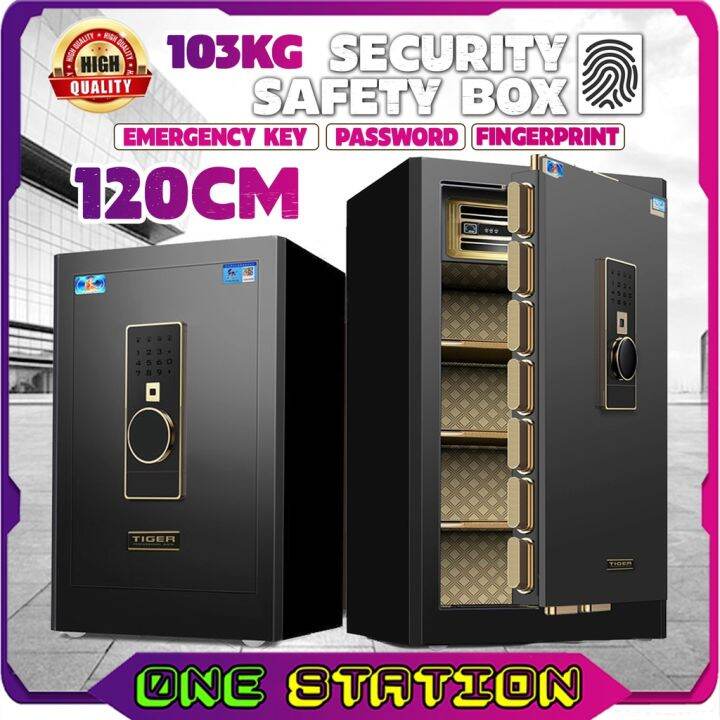 120CM Safety Box Fingerprint Digital Safety Box Money Box With Lock Safe Box Home Peti Besi ...