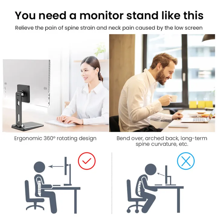 Portable Adjustable Metal VESA Monitor Stand Riser Display Universal ...