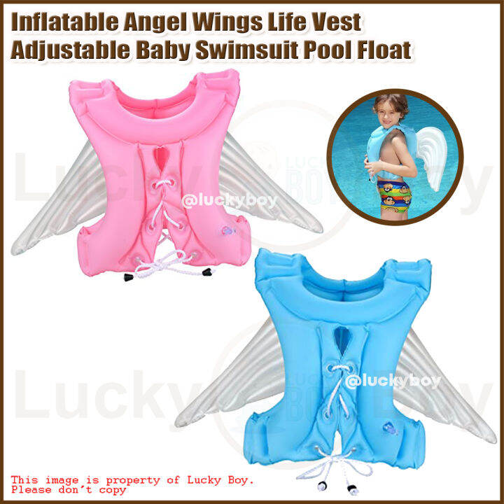Inflatable Angel Wings Kids Life Vest Adjustable Baby Swimsuit Pool ...