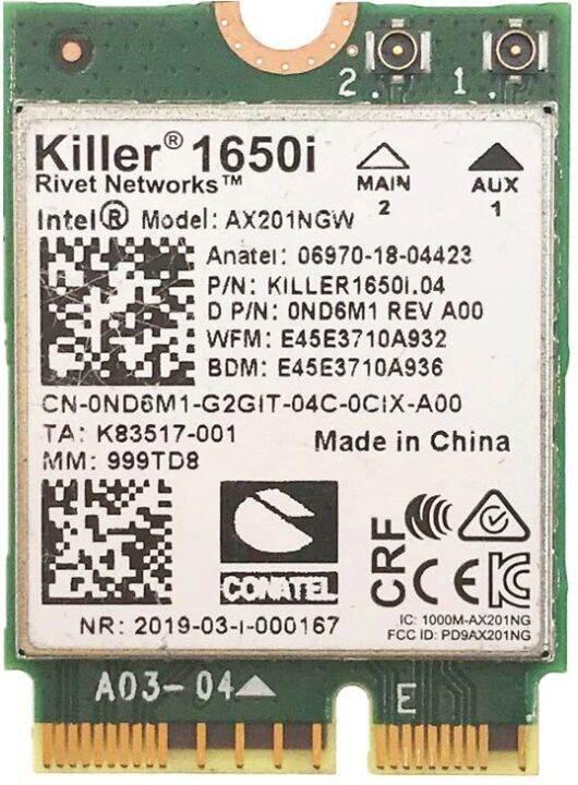 Intel Killer 1650i AX201NGW + Bluetooth 5.0 M.2 WiFi PCIe Card | Lazada