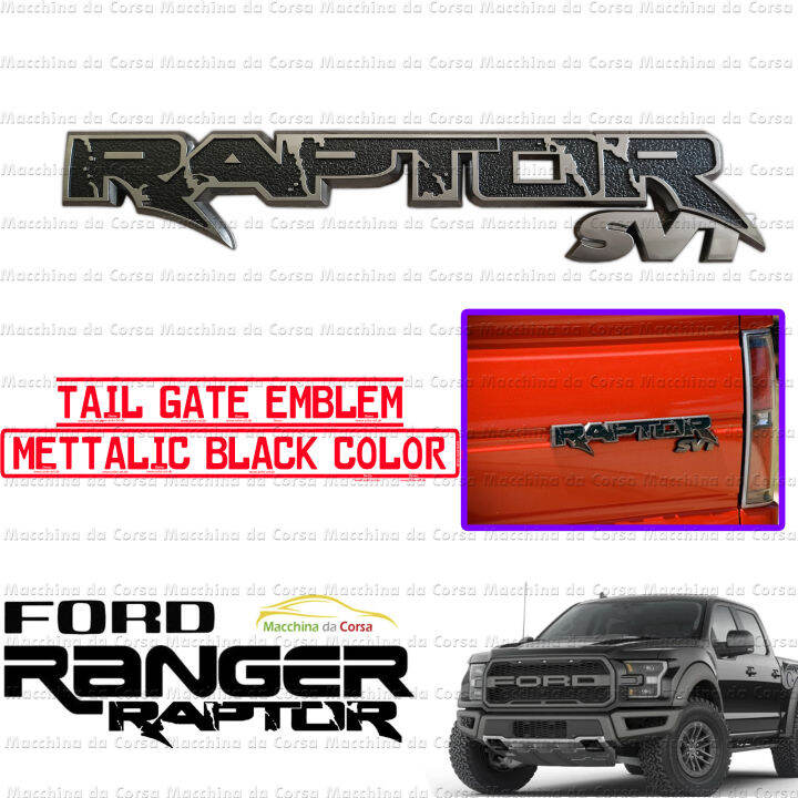 Ford Ranger Raptor RAPTOR SVT Tailgate Emblem Badge (Metallic Black in ...