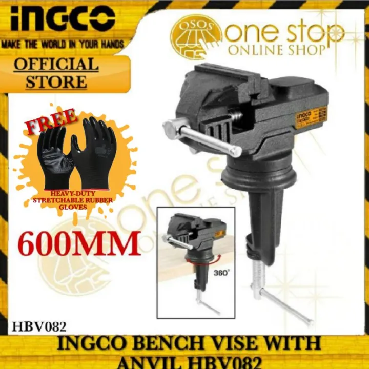bench vice INGCO Bench Vise with Anvil 60mm HBV082 FREE GLOVES | Lazada PH