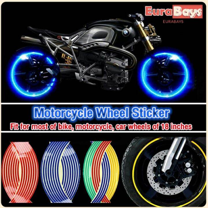 E.B. 18 Inch Wheel Motorcycle Wheel Sticker Reflective Decals Rim Tape ...