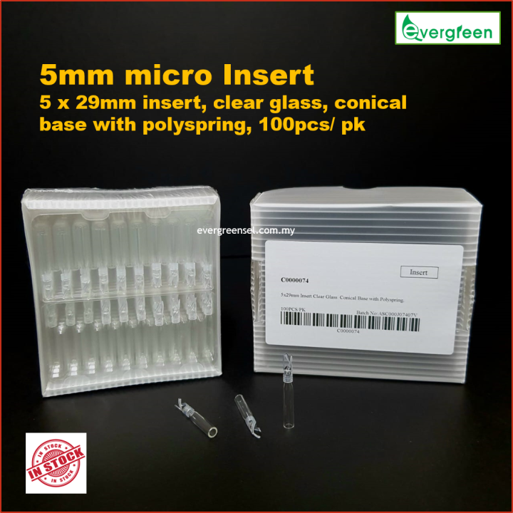 ( READY STOCK ) 5x29mm Micro Insert Clear Glass Conical Base with Polyspring. 100pcs/pk. | Lazada