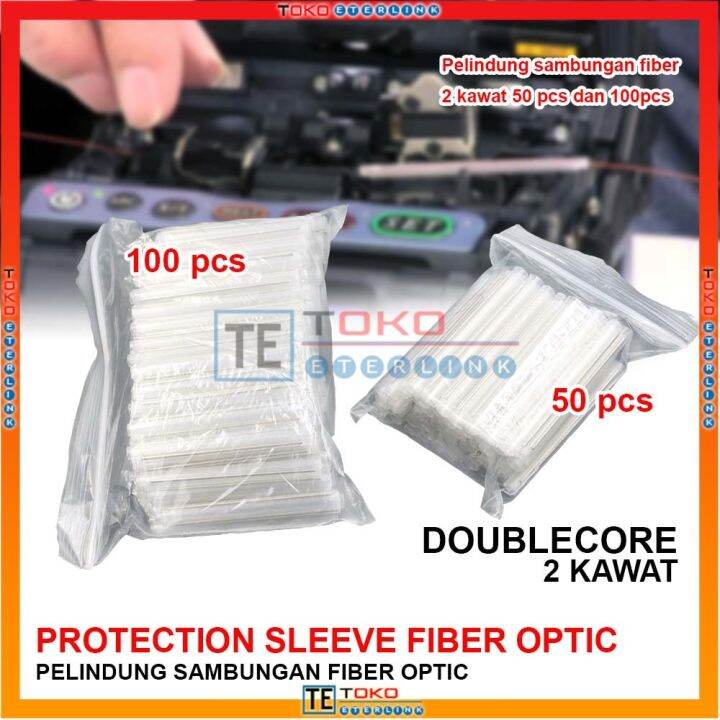 1 Pack 50 pcs /100 pcs Protection Sleeve Besar 2 Kawat Dropcore Fiber ...