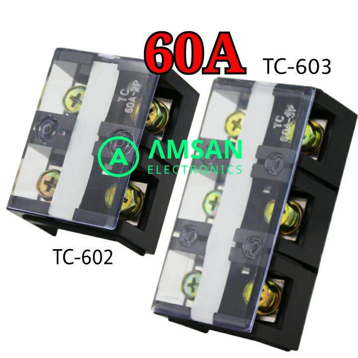 Terminal Block 60A 2P 3P TC-602 TC-603 2 3 Pole 600V | Lazada Indonesia