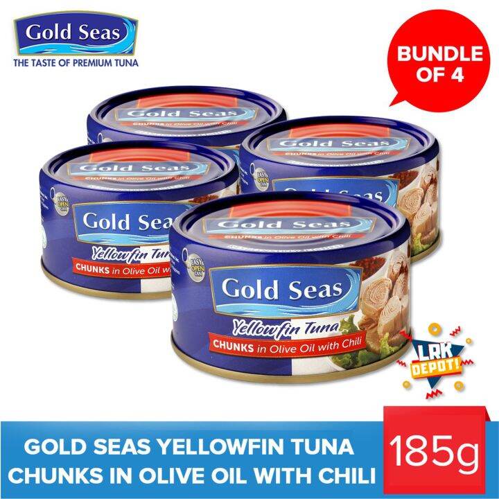Gold Seas Yellowfin Tuna Chunks in Olive Oil w/ Chili 185g - Bundle of ...