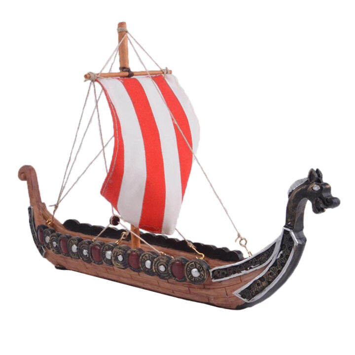 Loviver Resin Viking Dragon Longship Model+Sail Table Desktop Decor ...