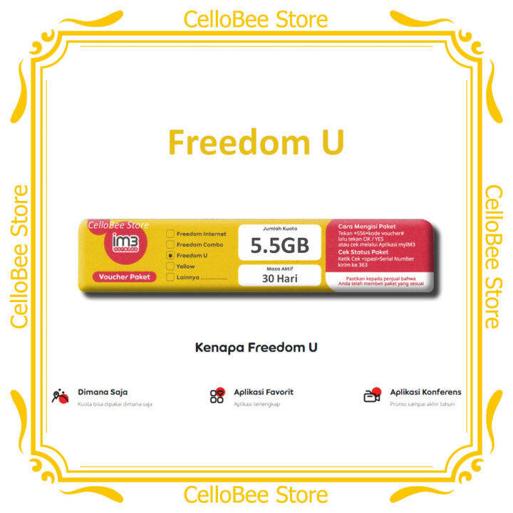 Indosat IM3 Ooredoo / Voucher Data / Freedom U 5.5GB / Masa Aktif 30 ...