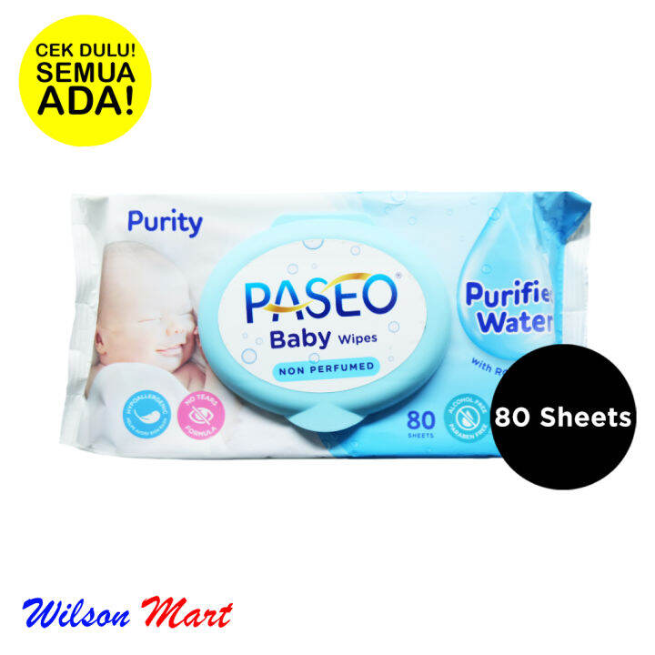 PASEO BABY WIPES PURITY ISI 80 SHEETS PURIFIED WATER NON PERFUMED ...