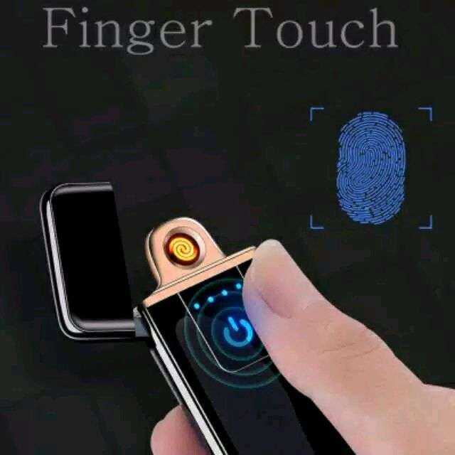 Korek Api Elektrik Fingerprint Touch Sensor LED Screen Rechargeable ...
