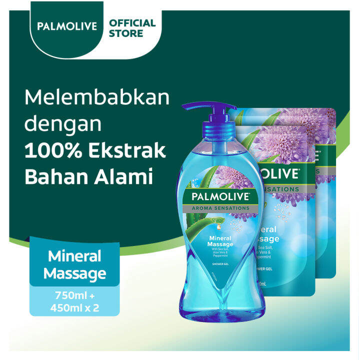 Palmolive Sabun Mandi Mineral Massage 750ml + Refill 450ml x2 | Lazada ...