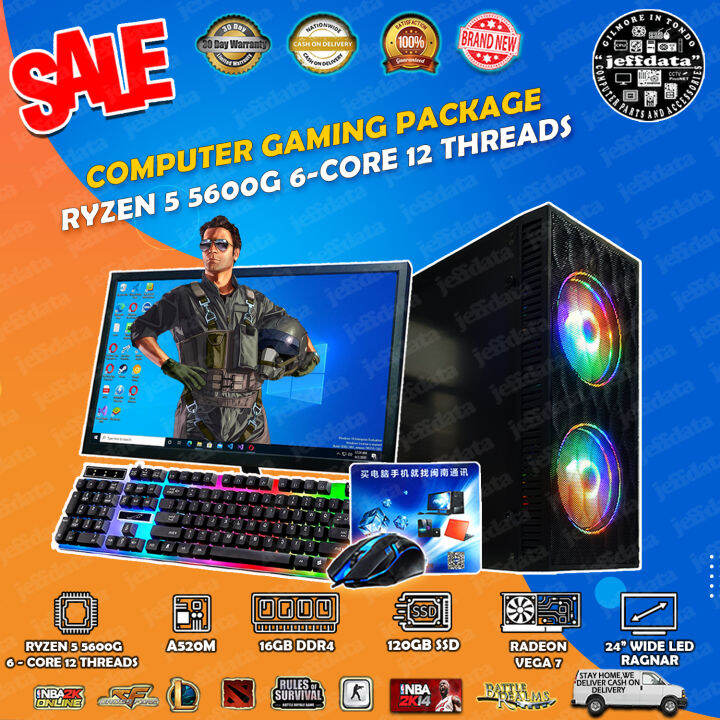 Gaming Computer Package Ryzen 5 5600G 6-core 12-threads 16gb ddr4 120gb ...