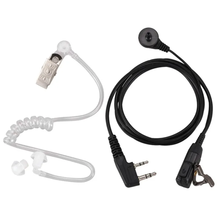 2PCS 2 Pin PTT MIC Headset Covert Acoustic Tube In-Ear Earpiece for ...