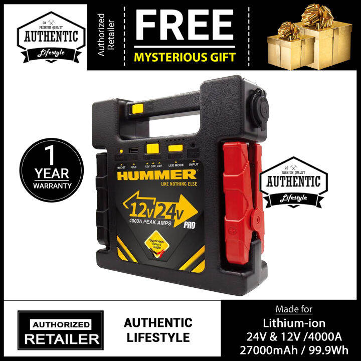 HUMMER H24 PRO Jump Starter 24V & 12V / 4000A with Powerbank 27000mAh ...