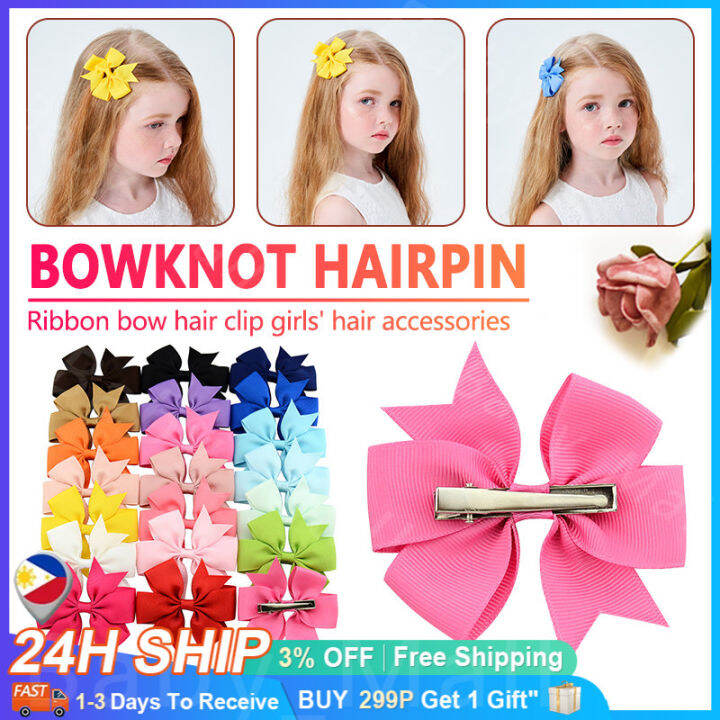 10 PCS Set Bowknot Hairpin for Kids Bow Hair Ribbon Cute Ribbed Ribbon ...