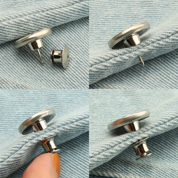 Retractable Jeans Button Adjustable Removable Stapleless Metal Buttons ...