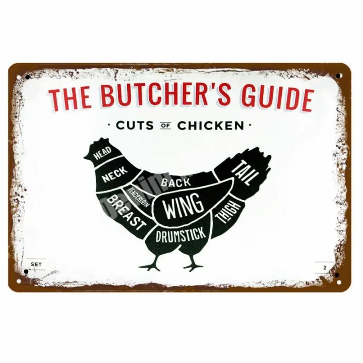 BUTCHER'S GUIDE Vintage Metal Signs Kitchen Decorative Plates Plaque ...
