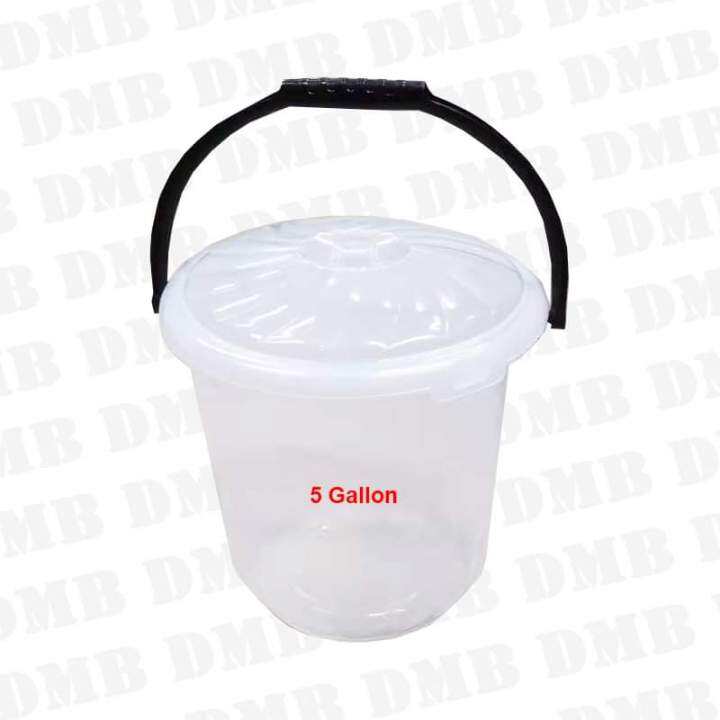 Transparent Pail with Cover and Assorted Color Handle (5 Gal) UW888TC ...