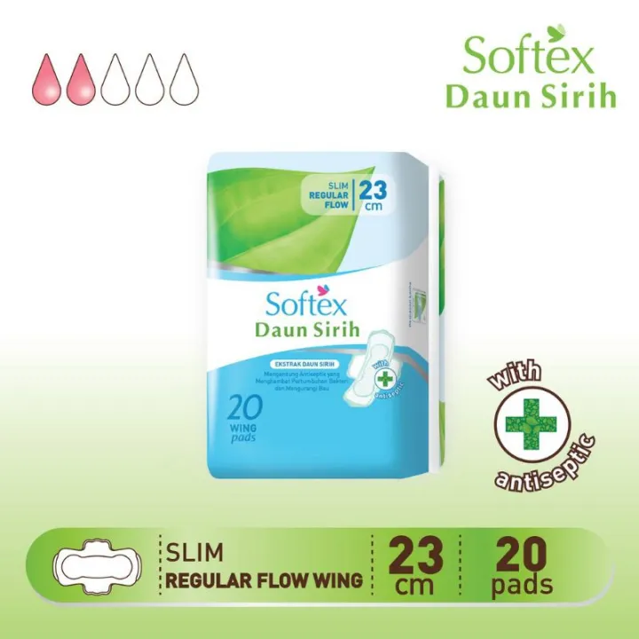 Softex Daun Sirih Slim Reguler Flow 23cm Pembalut Wanita Wing 20 Pads ...