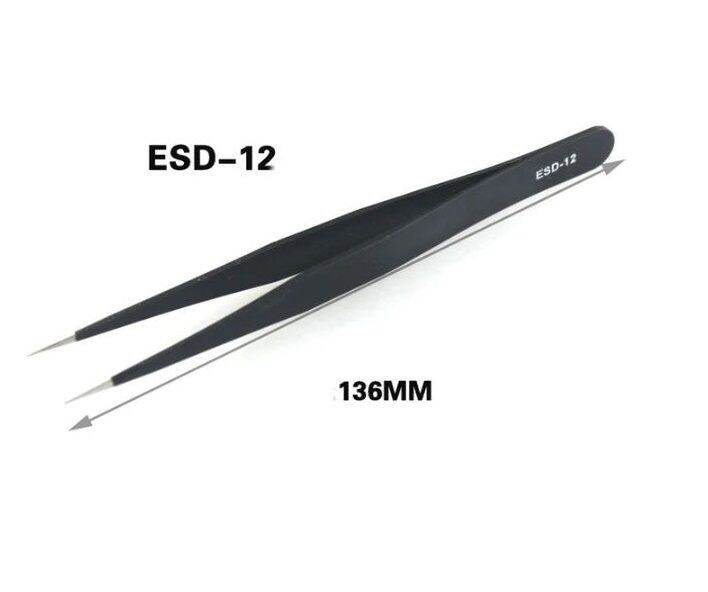 ESD-12 Anti-static Curved Straight Tip Forceps Precision Soldering ...