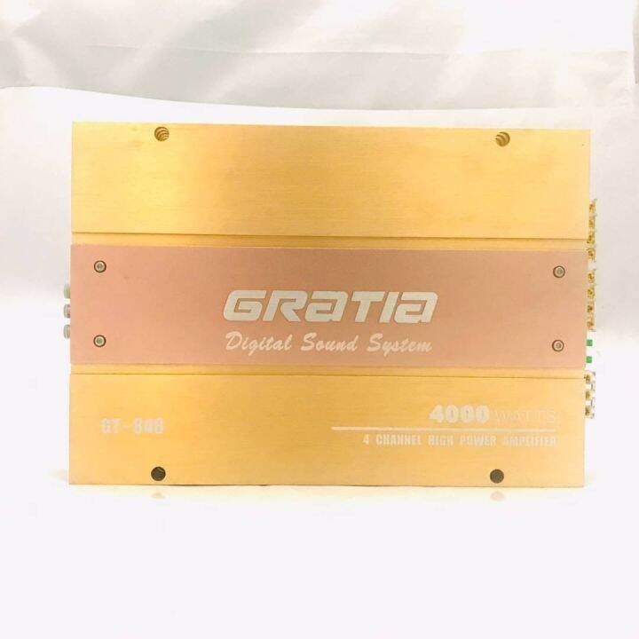 เพาเวอร์แอมป์ติดรถยนต์ดีๆ แรงๆ ราคาถูก GRATIA รุ่น GT-848 CLASS AB 4CH สีทอง เครื่องเสียงติด ...