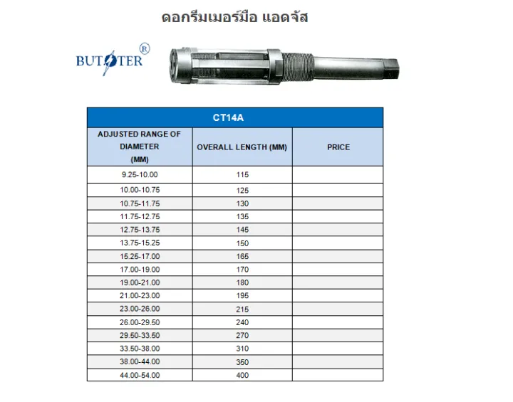 ADJUSTABLE HAND REAMER ดอกรีมเมอร์แบบขยาย CT14A...พร้อมส่ง | Lazada.co.th