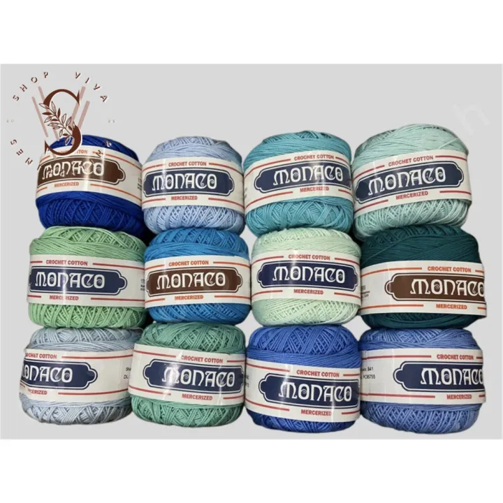 Monaco Thread 3 ply Mercerized Cotton Crochet Thread Part 1 Green Blue ...