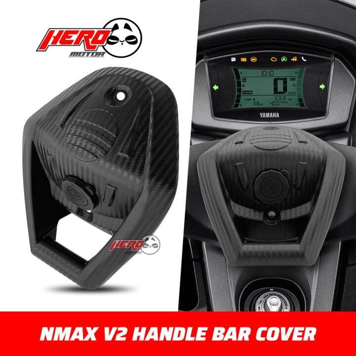 ♧Nmax 2020 V2 Handle Bar Cover Carbon Filber Garnish wout USB Charger ...