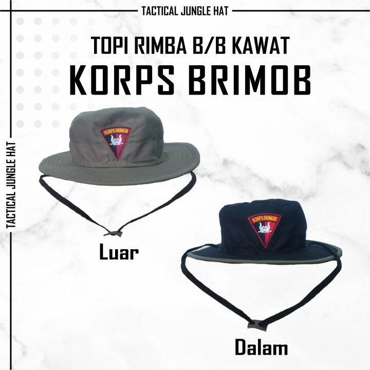Topi Rimba Tactical Bolak Balik Bordir Logo Brimob Kawat | Lazada Indonesia