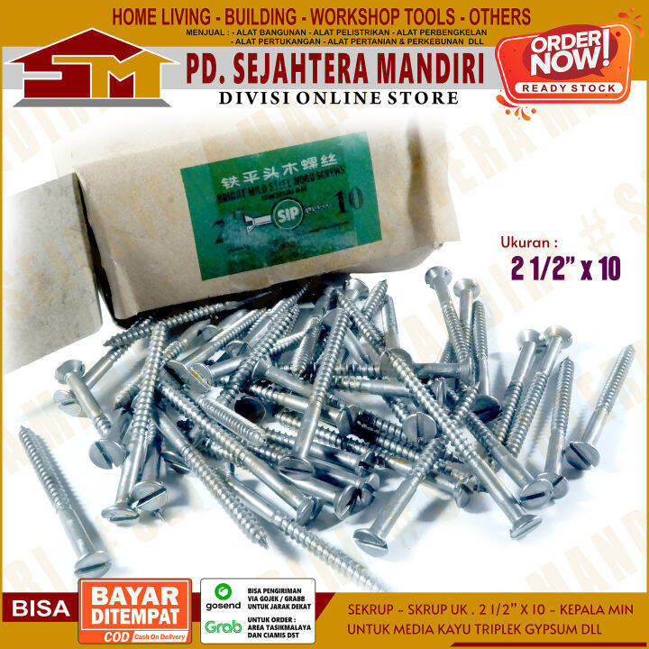 Sekrup Ukuran 2 1/2" x 10 - Sekrup SIP 2 1/2" x 10 Sekrup Kayu Triplek ...