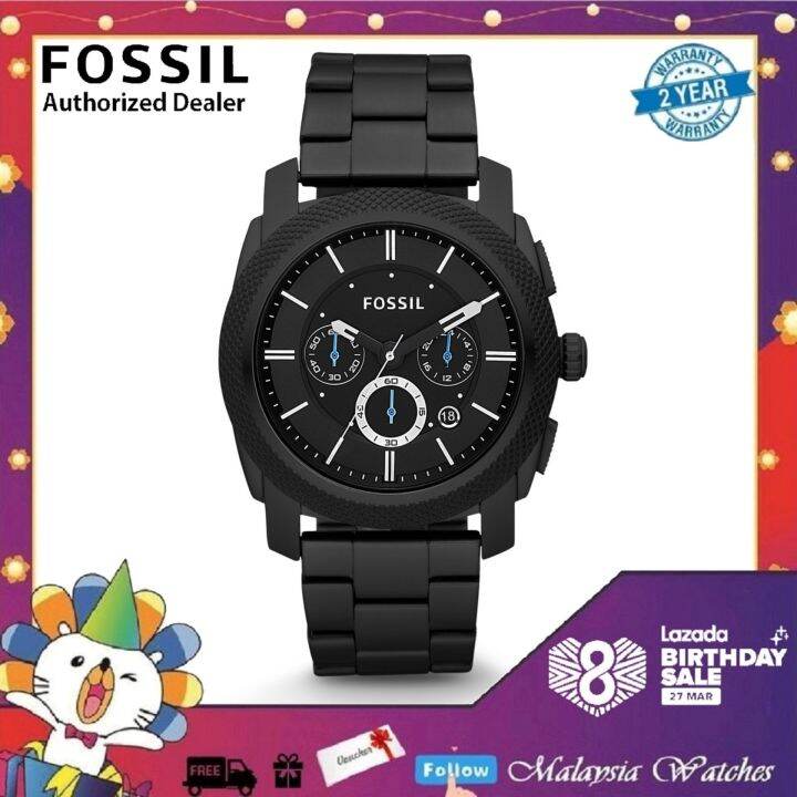 (OFFICIAL WARRANTY) Fossil FS4552 Machine Chronograph Black Stainless ...