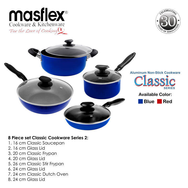 Masflex Limited Edition Classic Cookware Set in Red or Blue (Induction ...