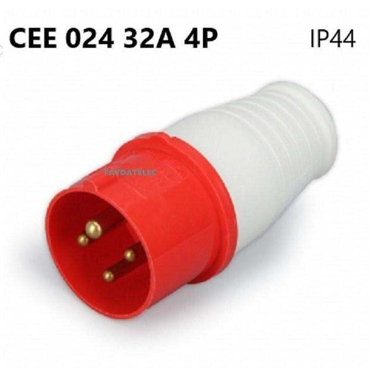 024 32A 4PIN INDUSTRIAL PLUG (RED) IP44 / 32 AMPERE 4 PIN PLUG (380V ...