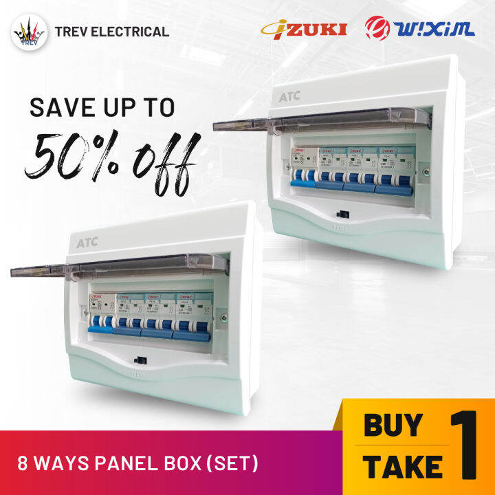 TREV IZUKI/WIXIM Distribution Panel Box Flush Type 8ways w/ Circuit ...