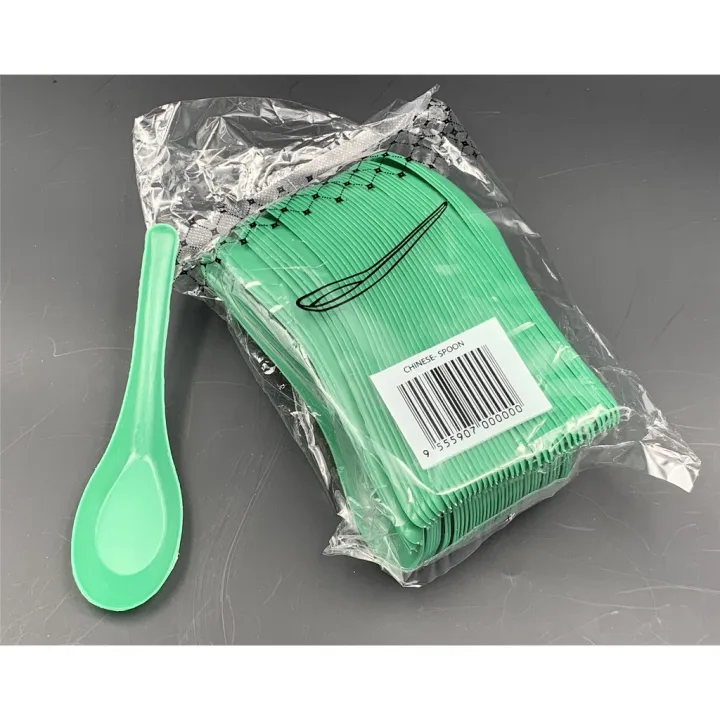 PLASTIC DISPOSABLE CHINESE SPOON (GREEN), SUDU PLASTIC (HIJAU)，白塑胶汤匙 ...