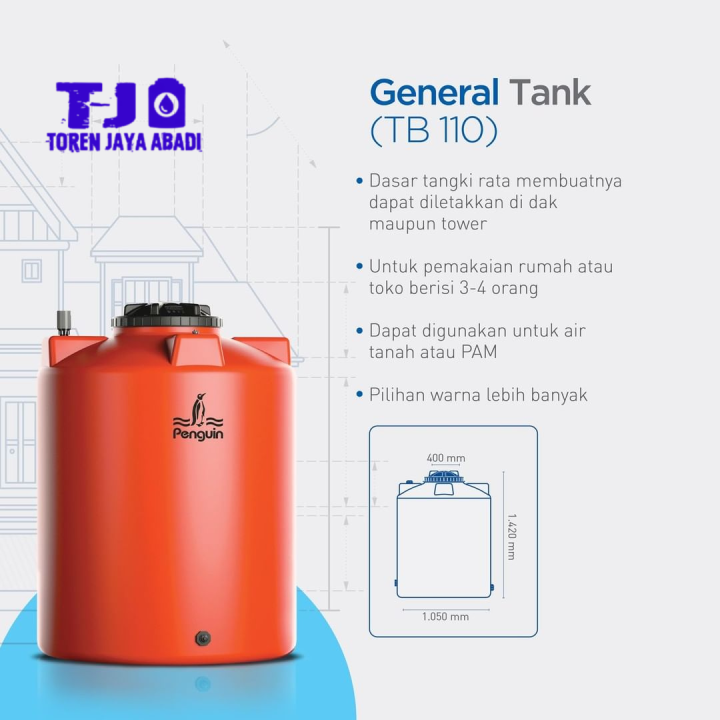 Tandon / Toren / Tangki air Penguin - TB 110 - 1.050 Liter | Lazada ...