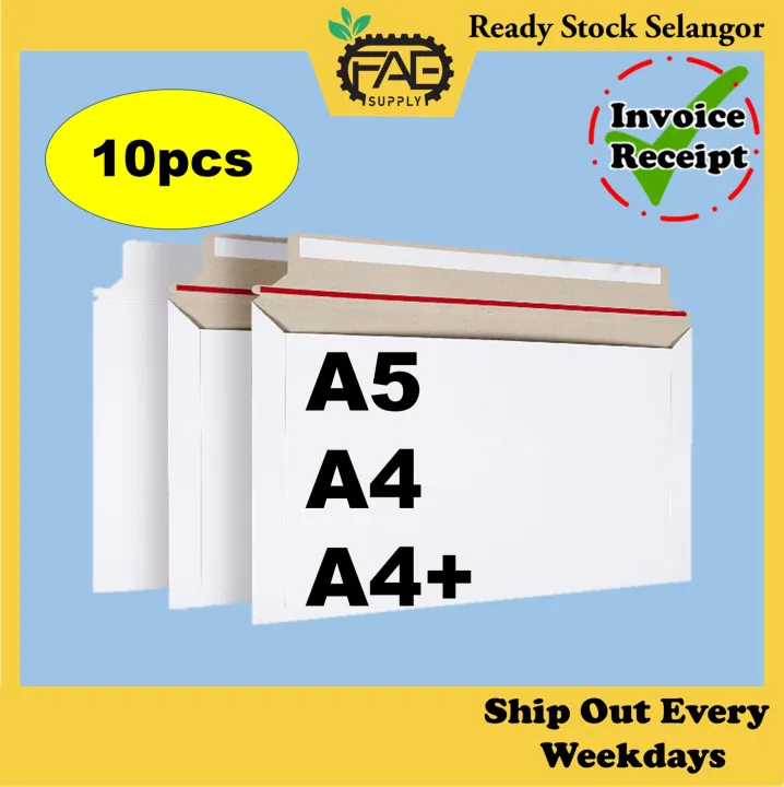 White Document Envelope Hard Cardboard Sampul surat putih keras A5 A4 ...