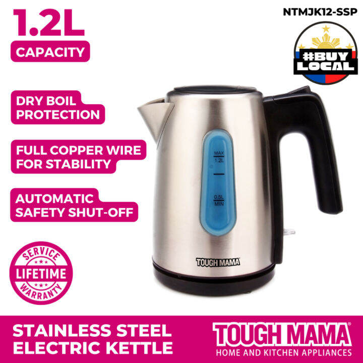Tough Mama NTMJK12-SSP 1.2L Premium Stainless Steel Electric Kettle | Lazada PH