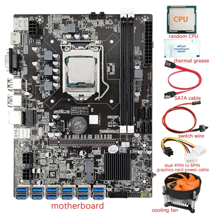 12 GPU B75 Mining Motherboard 12X USB3.0(PCIE) LGA1155 DDR3 SATA3.0+CPU ...