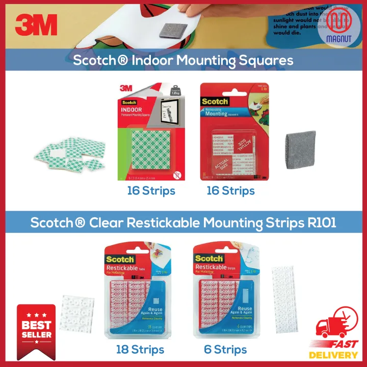 3M Scotch Indoor Permanent Mounting Squares / Removable Mounting ...