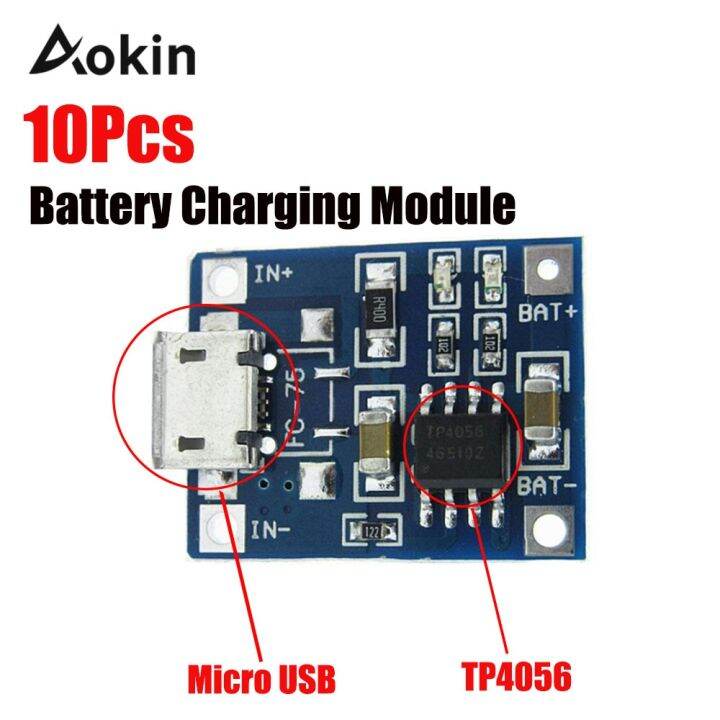 10Pcs TP4056 5V 1A Micro USB 18650 Lithium Battery Charging Board ...