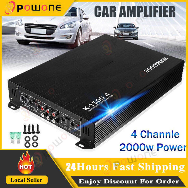 K-1500 2000W 12V 4 Channel Car Automotive Amplifier Stereo Audio Power ...