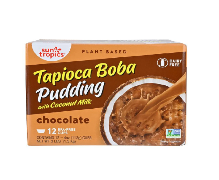 Sun Tropics Plant Based Chocolate Tapioca Boba Pudding with Coconut ...