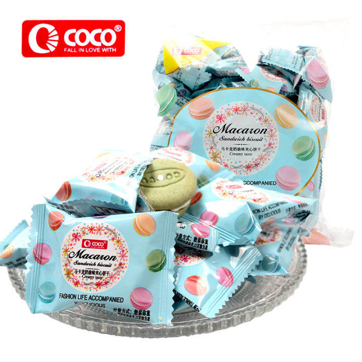 COCO imported macaroon sandwich cookies dessert strawberry cream lemon ...