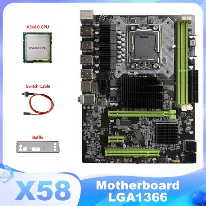 X58 Motherboard LGA1366 Computer Motherboard Support DDR3 ECC RAM Support RX Graphics Card with ...