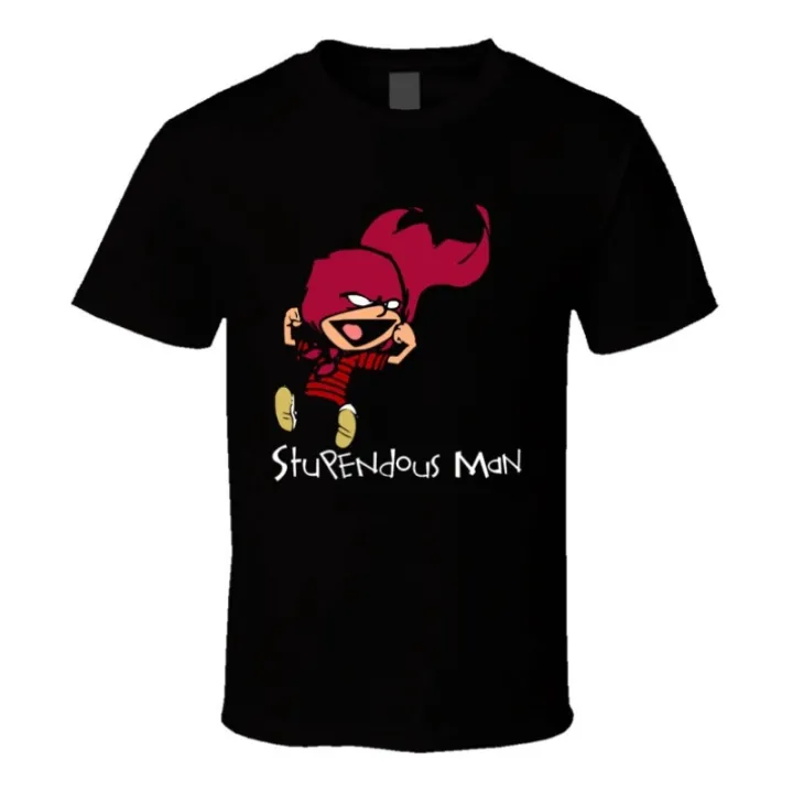 Calvin And Hobbes T Shirt Stupendous Man Hero Funny Black 4 T Shirt ...