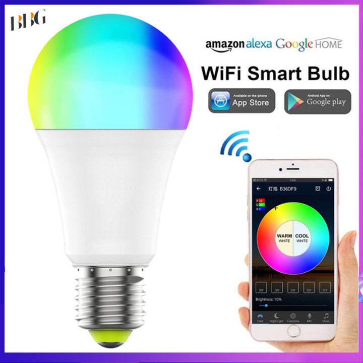BBG WiFi Smart Bulb E27 Dimmable Multicolor Wake-up Light RGB LED Bulb ...